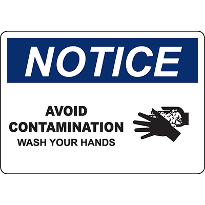 NOTICE Avoid Contamination Wash Your Hands Sign w/Symbol | Graphic Products