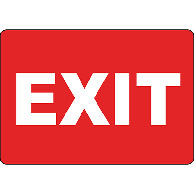 Red Exit Sign White Text | Graphic Products