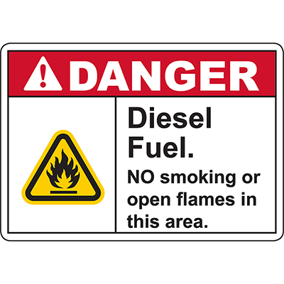 ANSI Danger Diesel Fuel Labels & Signs | Graphic Products