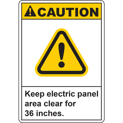 CAUTION Keep electric panel area clear for 36 inches SIGN | Graphic ...
