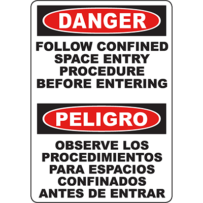 DANGER Follow Procedure Before Entering Bilingual Sign | Graphic Products
