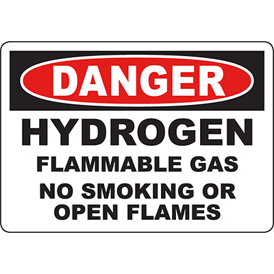 DANGER Hydrogen Flammable Gas No Smoking Or Open Flames Sign | Graphic ...