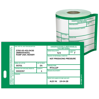 Materiel Condition Tags DD Form 1577 (Repairable) - DuraLabel