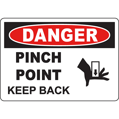 DANGER Pinch Point Keep Back Sign - DuraLabel