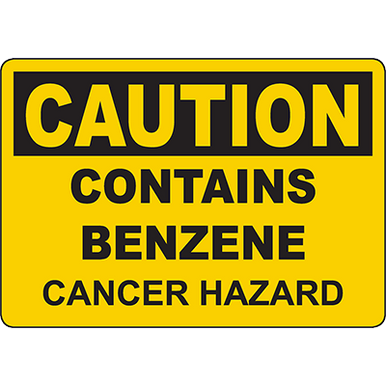 CAUTION Contains Benzene Cancer Hazard Sign - DuraLabel