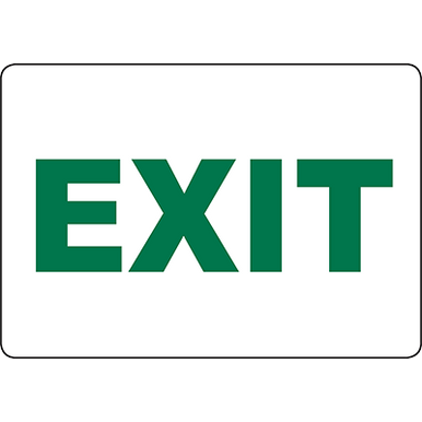 White Exit Sign Green Text | Graphic Products