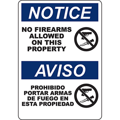 NOTICE No Firearms Allowed On This Property Bilingual Sign - DuraLabel