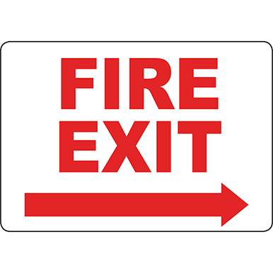 Fire Exit Right arrow red text Sign | Graphic Products