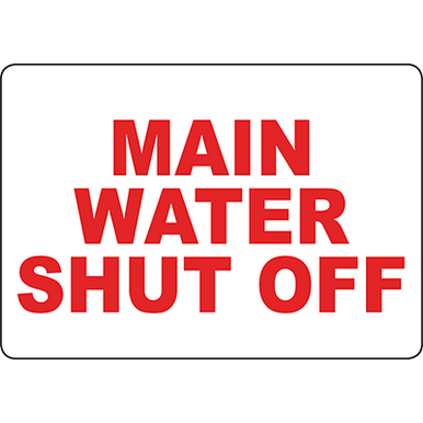 Main Water Shut Off Sign - DuraLabel