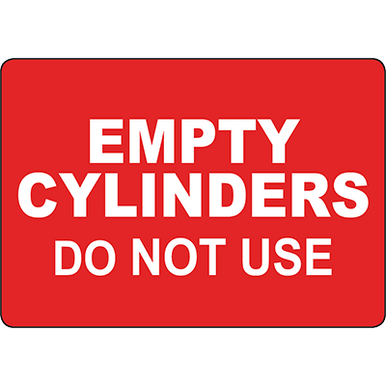 Empty Cylinders Do Not Use Sign | Graphic Products