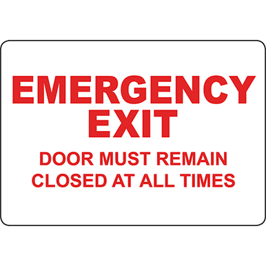 Emergency Exit Door Must Remain Closed at All Times Sign | Graphic Products