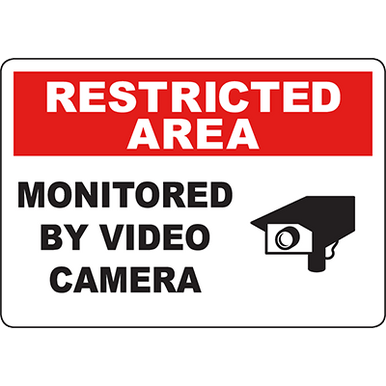 RESTRICTED AREA Monitored By Video Camera Sign | Graphic Products