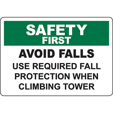 SAFETY FIRST Avoid Falls Required Fall Protection Sign - DuraLabel