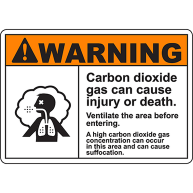 WARNING Carbon Dioxide Gas Ventilate Area Sign | Graphic Products