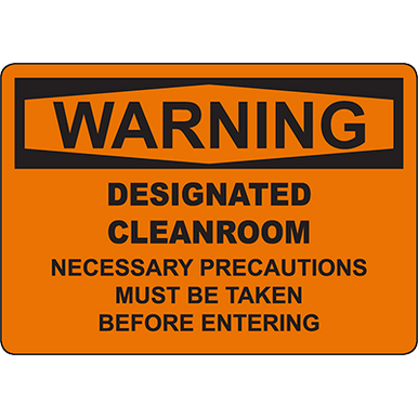 WARNING Designated Cleanroom Sign | Graphic Products