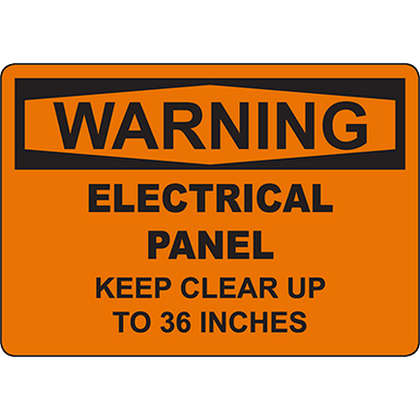 WARNING Electrical Panel Clearance 36 Inches Sign | Graphic Products
