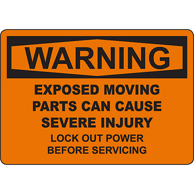 WARNING Moving Parts Can Cause Severe Injury OSHA Sign | Graphic Products