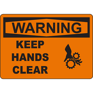 WARNING Keep Hands Clear Sign w/Symbol | Graphic Products