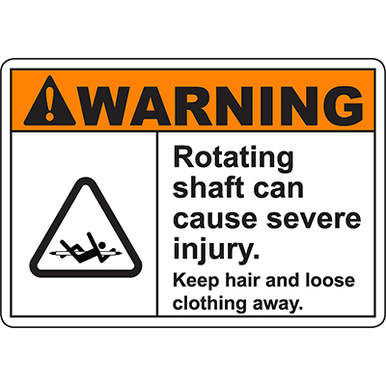 WARNING Rotating Shaft Can Cause Severe Injury Sign | Graphic Products