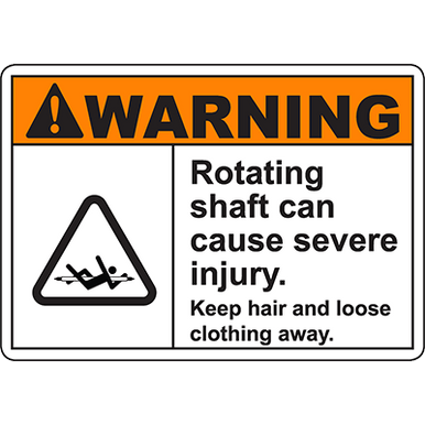 WARNING Rotating Shaft Can Cause Severe Injury Sign - DuraLabel