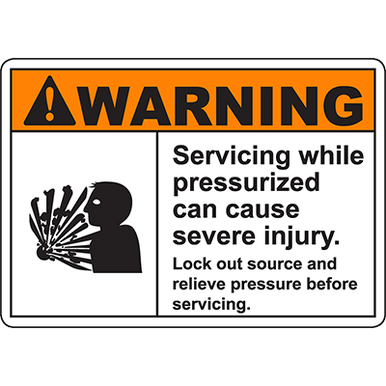 WARNING Servicing Pressurized Can Cause Injury Sign | Graphic Products