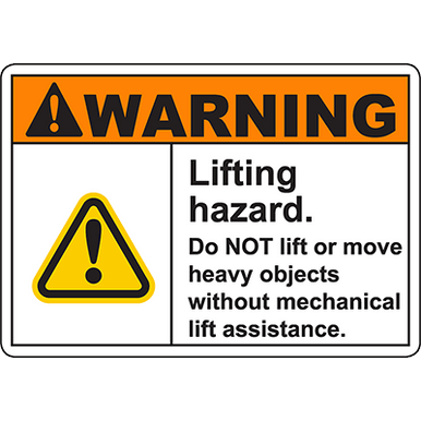 WARNING Lifting Hazard Do NOT lift without assistance Sign | Graphic ...