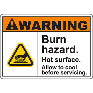 WARNING Burn Hazard Allow to cool before servicing Sign - DuraLabel