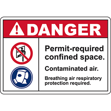 DANGER Breathing air respiratory protection required Sign - DuraLabel