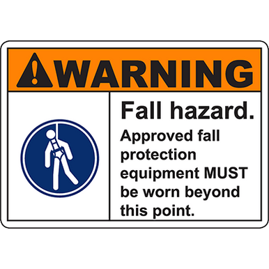 WARNING Fall Hazard PPE MUST be worn beyond this point Sign | Graphic ...