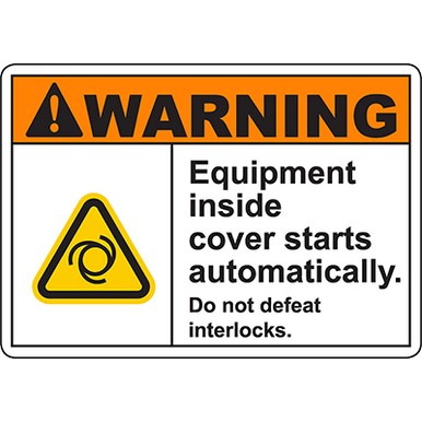 WARNING Equipment Starts Automatically Sign - DuraLabel