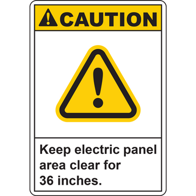 CAUTION Keep electric panel area clear for 36 inches SIGN | Graphic ...