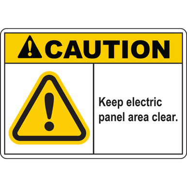 CAUTION Keep electric panel area clear SIGN | Graphic Products
