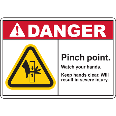 DANGER PINCH POINT WATCH YOUR HANDS KEEP HANDS CLEAR WILL RESULT IN ...