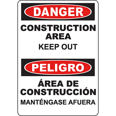 DANGER Construction Area Keep Out Bilingual Sign | Graphic Products