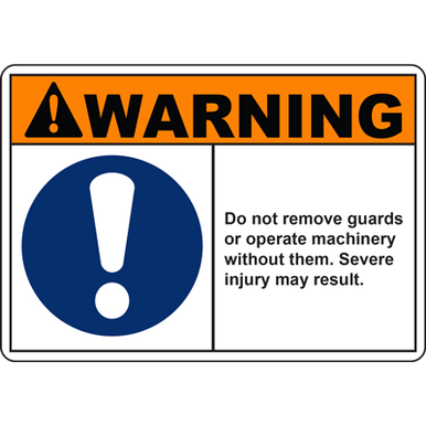 WARNING DO NOT REMOVE GUARDS OR OPERATE MACHINERY WITHOUT THEM SEVERE ...