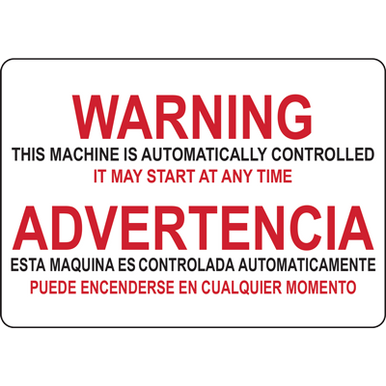 WARNING THIS MACHINE IS AUTOMATICALLY CONTROLLED IT MAY START AT ANY ...