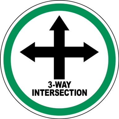 3-Way Intersection Floor Sign | Safety Sign | DuraLabel