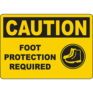 CAUTION Foot Protection Required Sign | Graphic Products