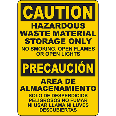 CAUTION Hazardous Waste Material Storage Only Bilingual Sign | Graphic ...