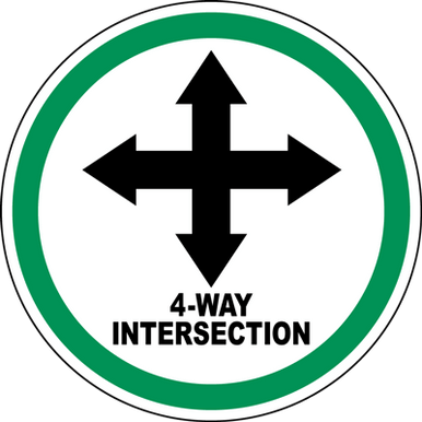 4-Way Intersection Floor Sign | Floor Marking | DuraLabel