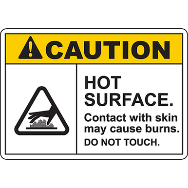 CAUTION Hot Surface Contact With Skin May Cause Burns Sign | Graphic ...