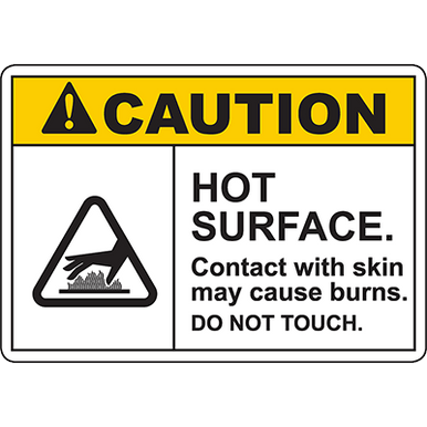 CAUTION Hot Surface Contact With Skin May Cause Burns Sign - DuraLabel