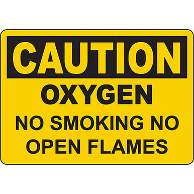 CAUTION Oxygen No Smoking No Open Flames Sign - DuraLabel