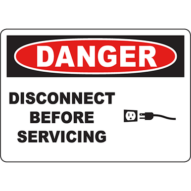 DANGER Disconnect Before Servicing Sign w/Symbol - DuraLabel