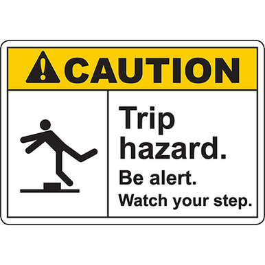 CAUTION Trip Hazard Be alert Sign | Graphic Products