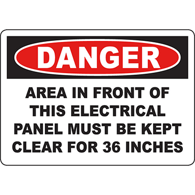 DANGER Electrical Panel Kept Clear 36 Inches Sign | Graphic Products