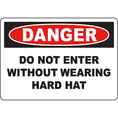 DANGER Do Not Enter Without Wearing Hard Hat Sign | Graphic Products