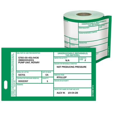 Materiel Condition Tags DD Form 1577 (Repairable) - DuraLabel