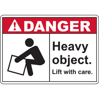 DANGER Heavy Object Lift With Care ANSI Header Sign - DuraLabel