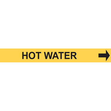 Hot Water Pipe Marker - Yellow | Pipe Labels | DuraLabel